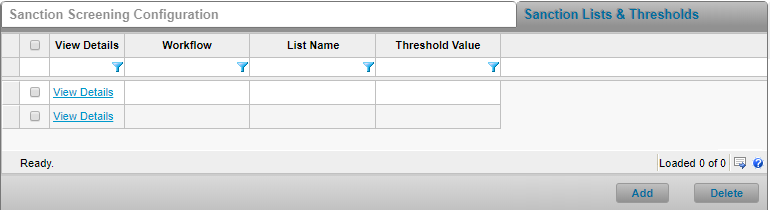 Sanction Screening Configurations