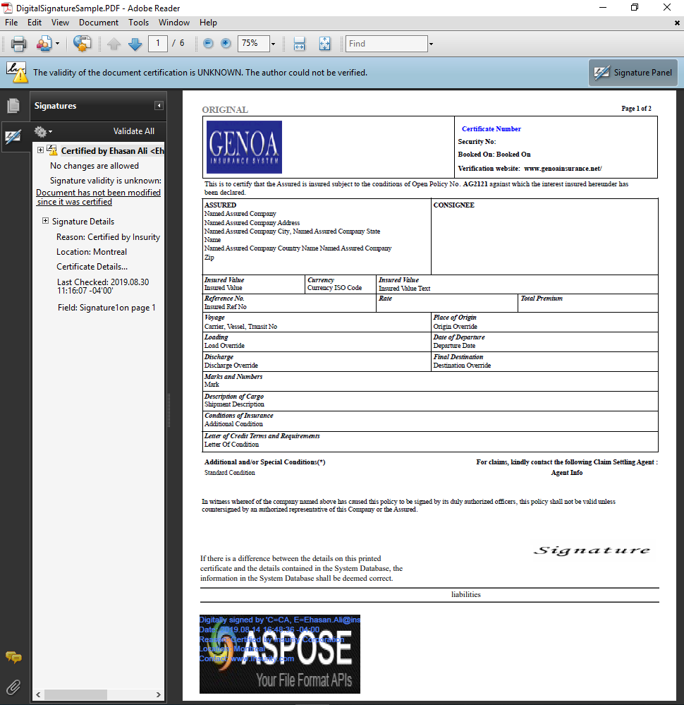 How to Read a Digital Signature on Certificates